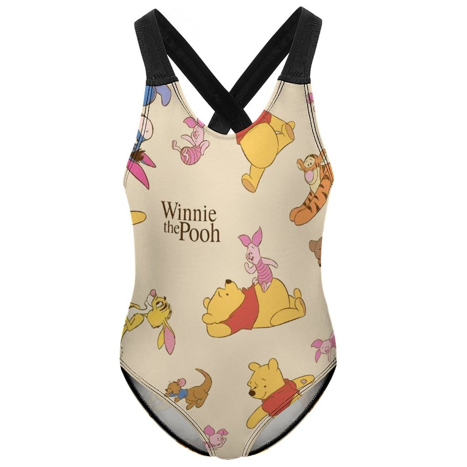 Winnie The Poo Girls Swimwear Cartoon Cross Shoulder Swimsuit Bathing ...