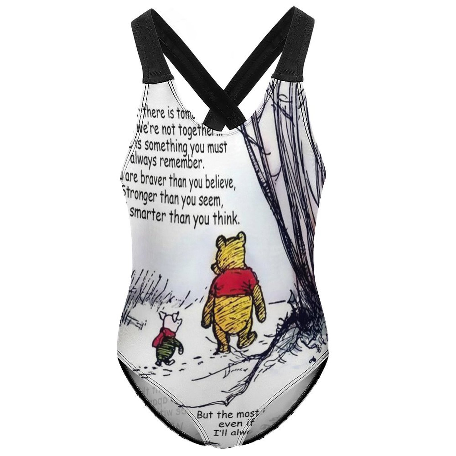 Winnie The Poo Girls Swimwear Cartoon Cross Shoulder Swimsuit Bathing ...