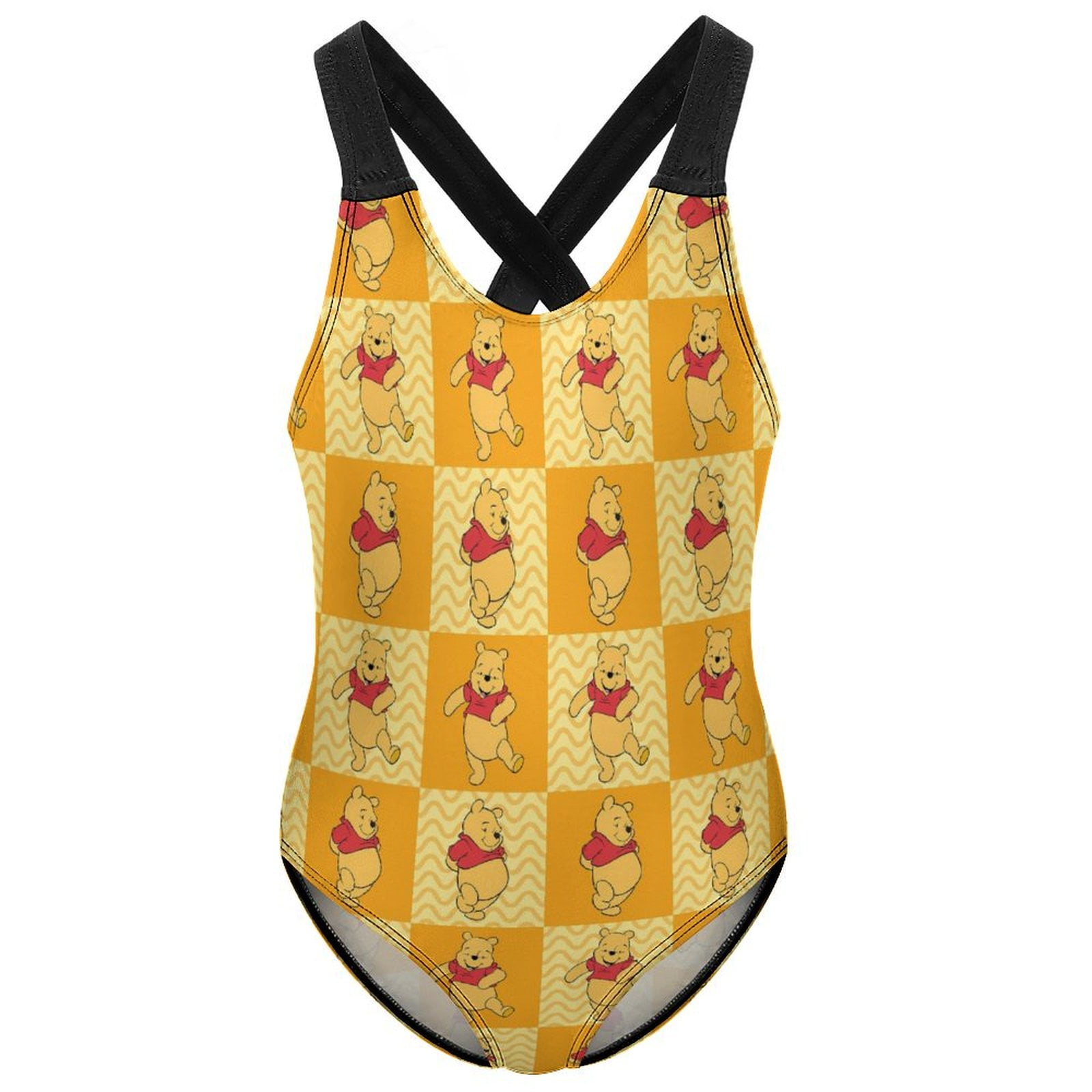 Winnie The Poo Girls Swimwear Cartoon Cross Shoulder Swimsuit Bathing ...
