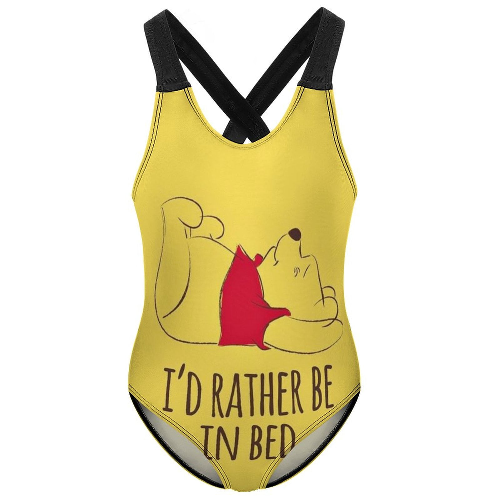 Winnie The Poo Girls Swimwear Cartoon Cross Shoulder Swimsuit Bathing ...