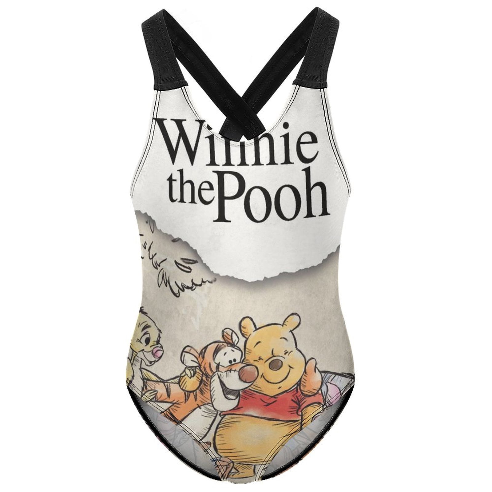Winnie The Poo Girls Swimwear Cartoon Cross Shoulder Swimsuit Bathing ...