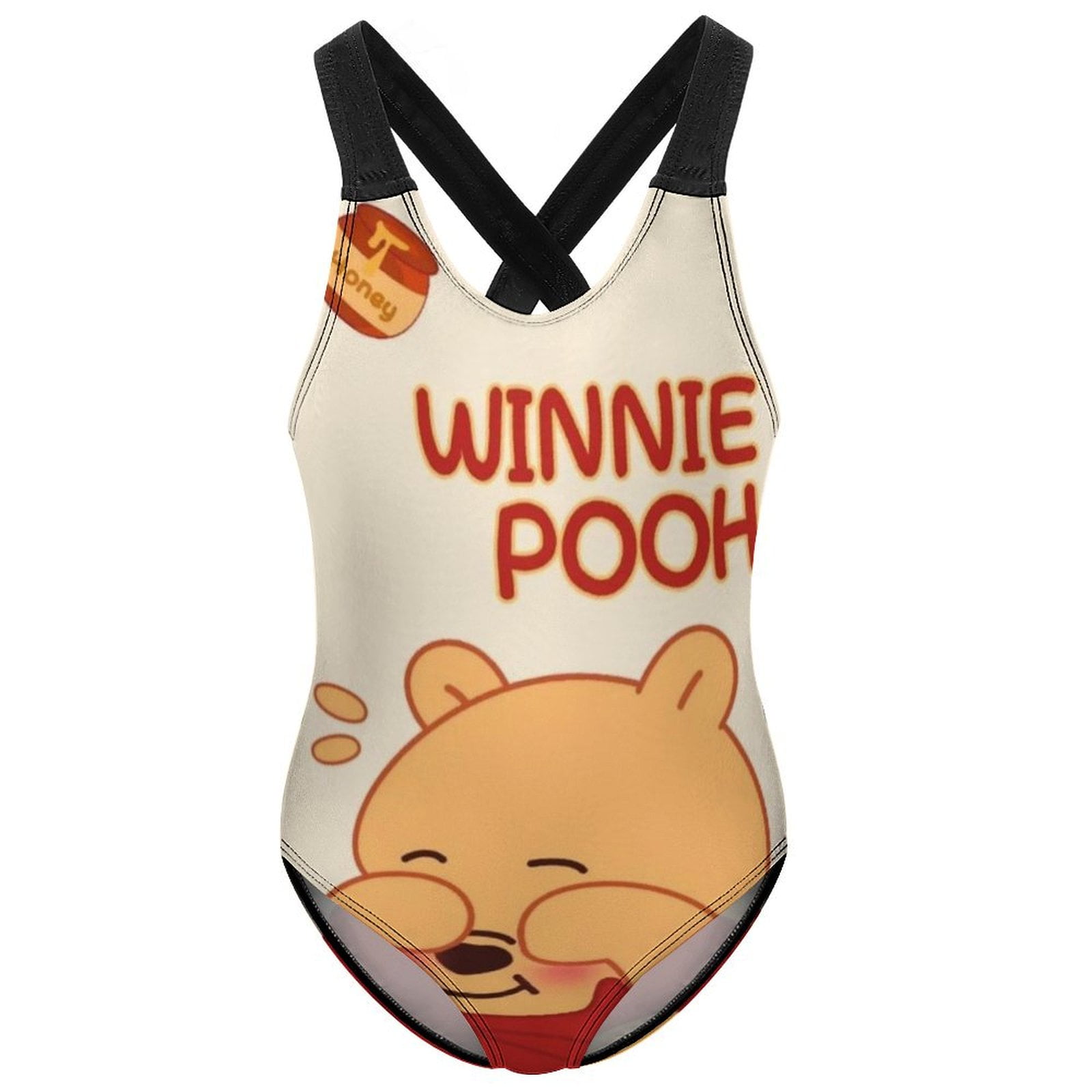 Winnie The Poo Girls Swimwear Cartoon Cross Shoulder Swimsuit Bathing ...