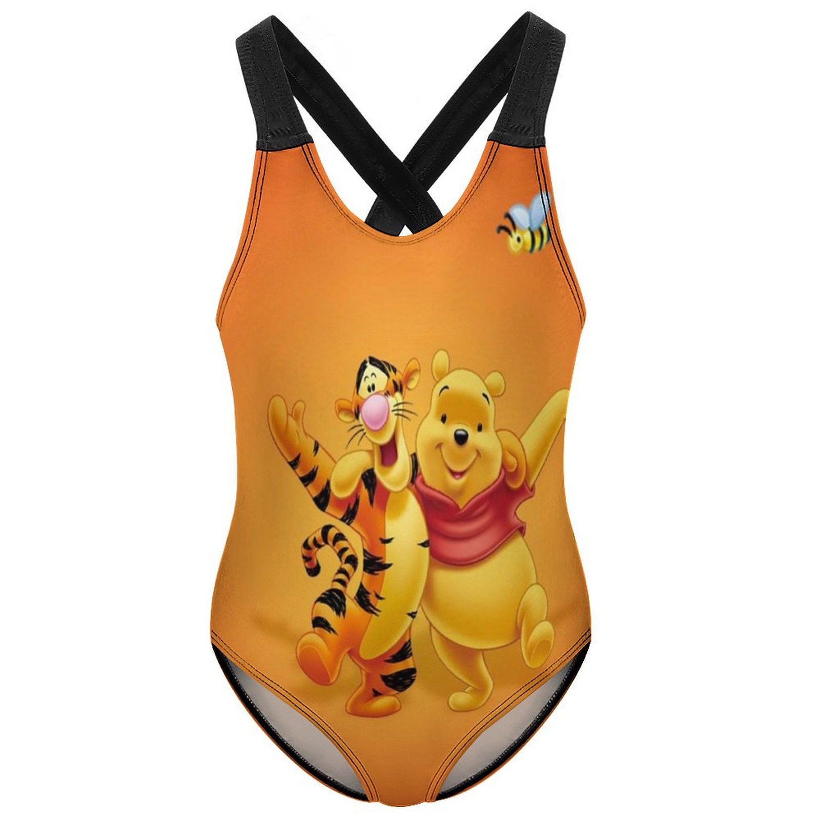Winnie The Poo Girls Swimwear Cartoon Cross Shoulder Swimsuit Bathing ...