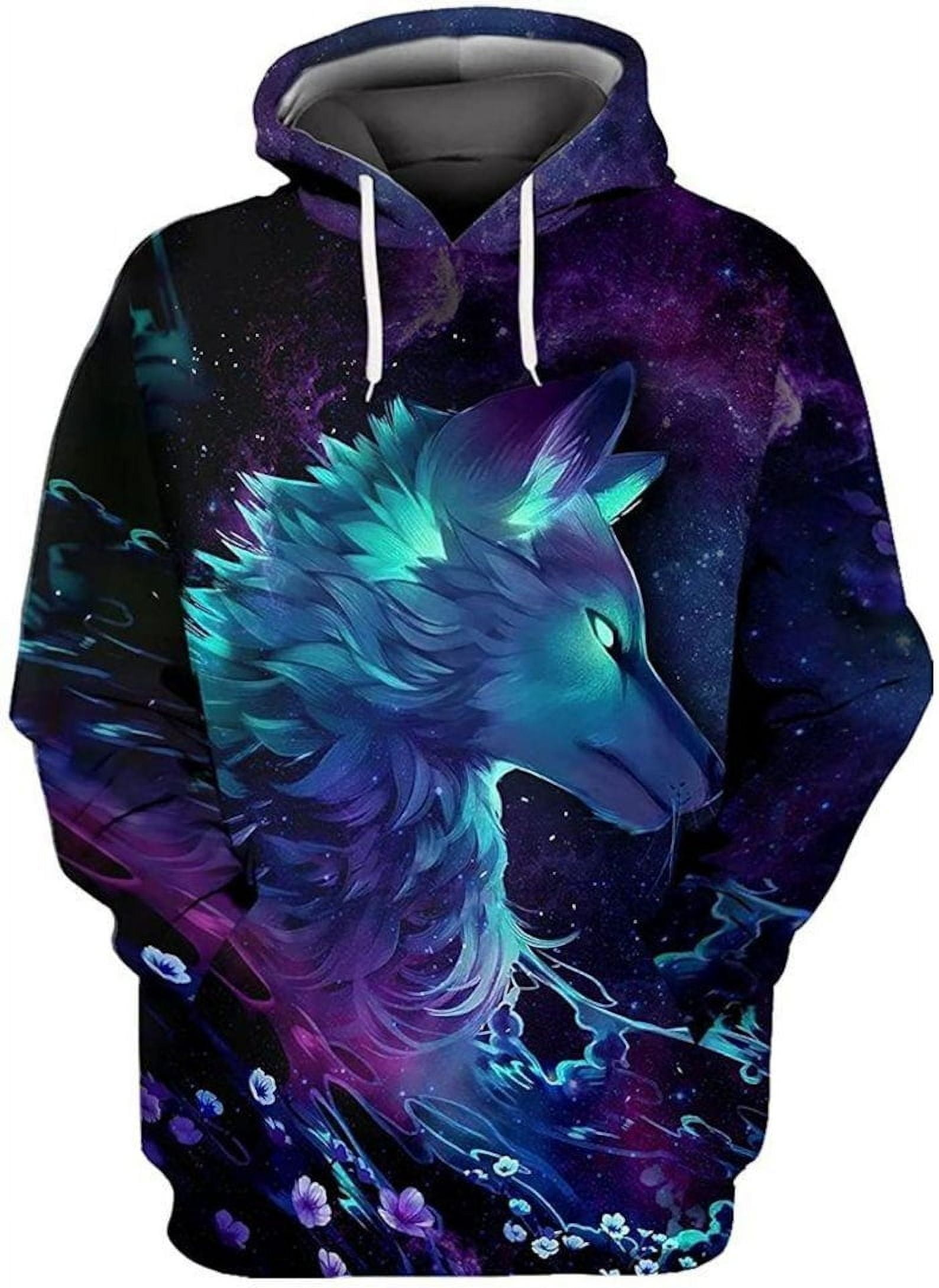 Galaxy Wolf Hoodie 3D, Lover Wolf Hoodie 3D - Walmart.com