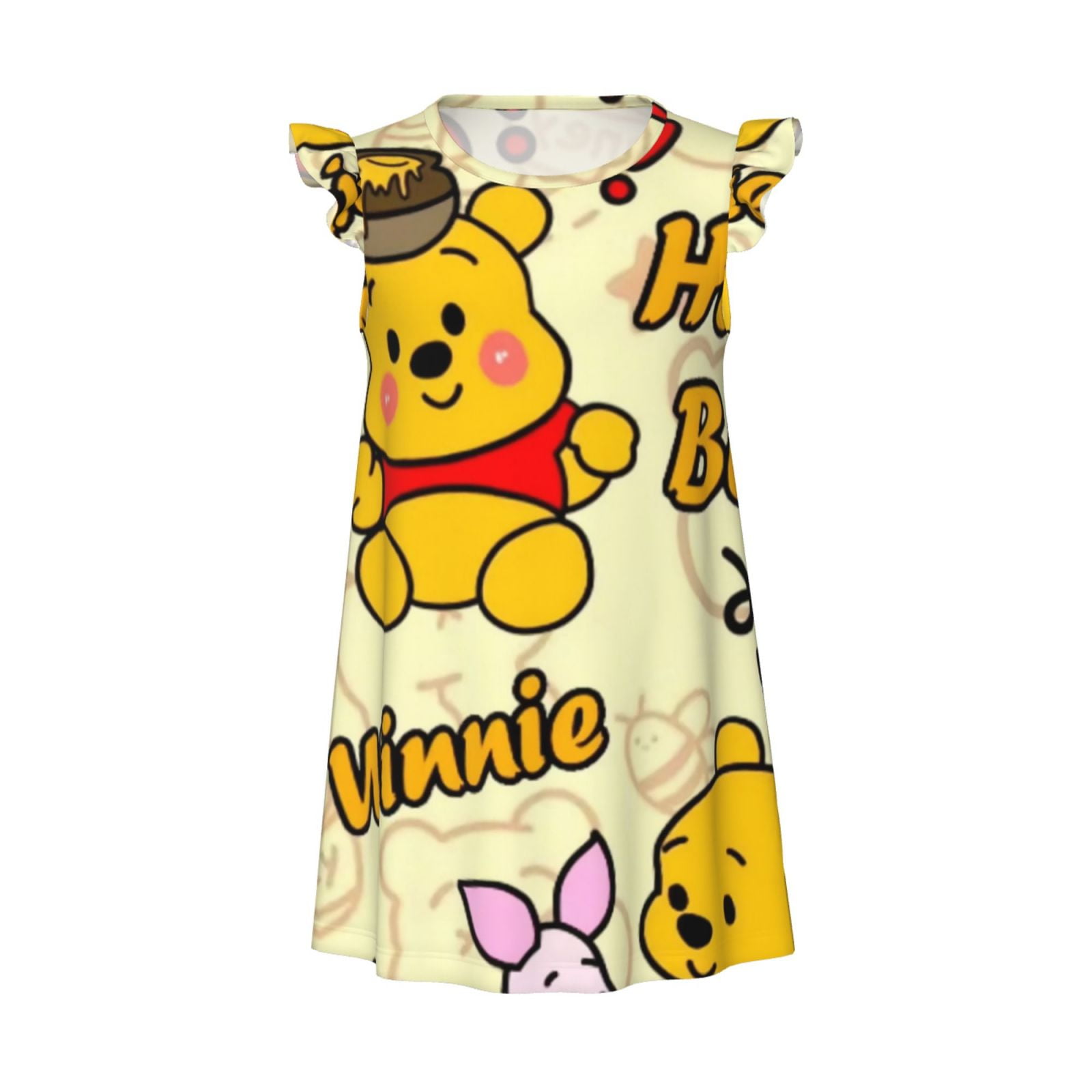Winnie The Pooh Little Girls Nightgown Cartoon Flutter Sleeves Night ...