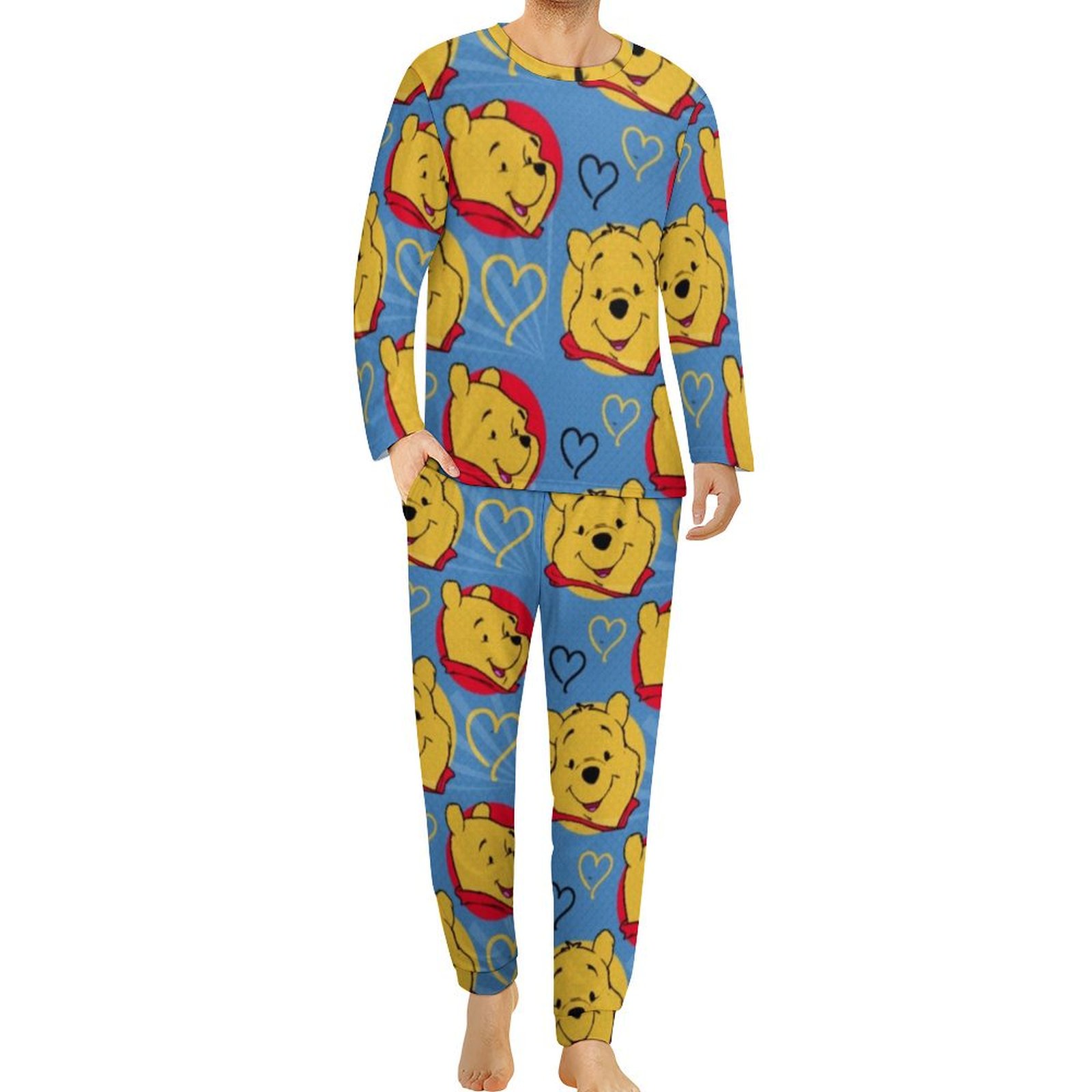 Winnie The Pooh Men's Long Sleeve Pajama，Soft Sleepwear Pjs Long for ...