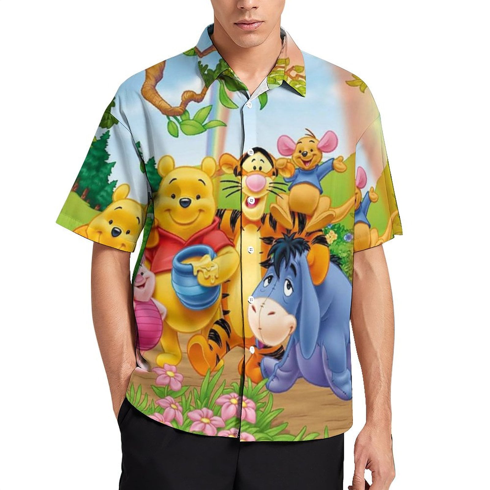 Winnie The Pooh Mens Hawaiian Shirt Short Sleeve Button Down Shirts ...