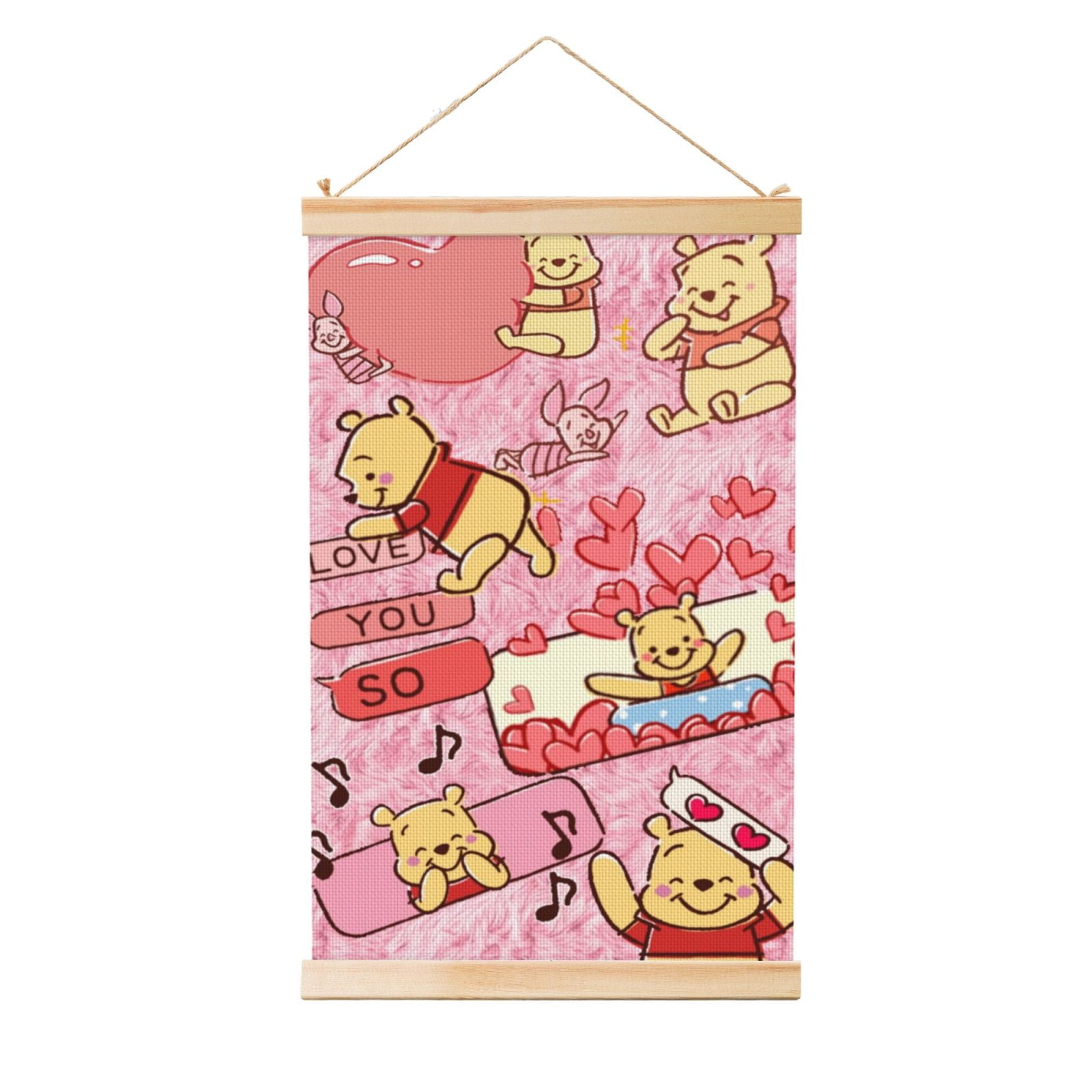 Winnie The Pooh Poster Aesthetic Canvas Wooden Shaft Wall Art Hanging ...