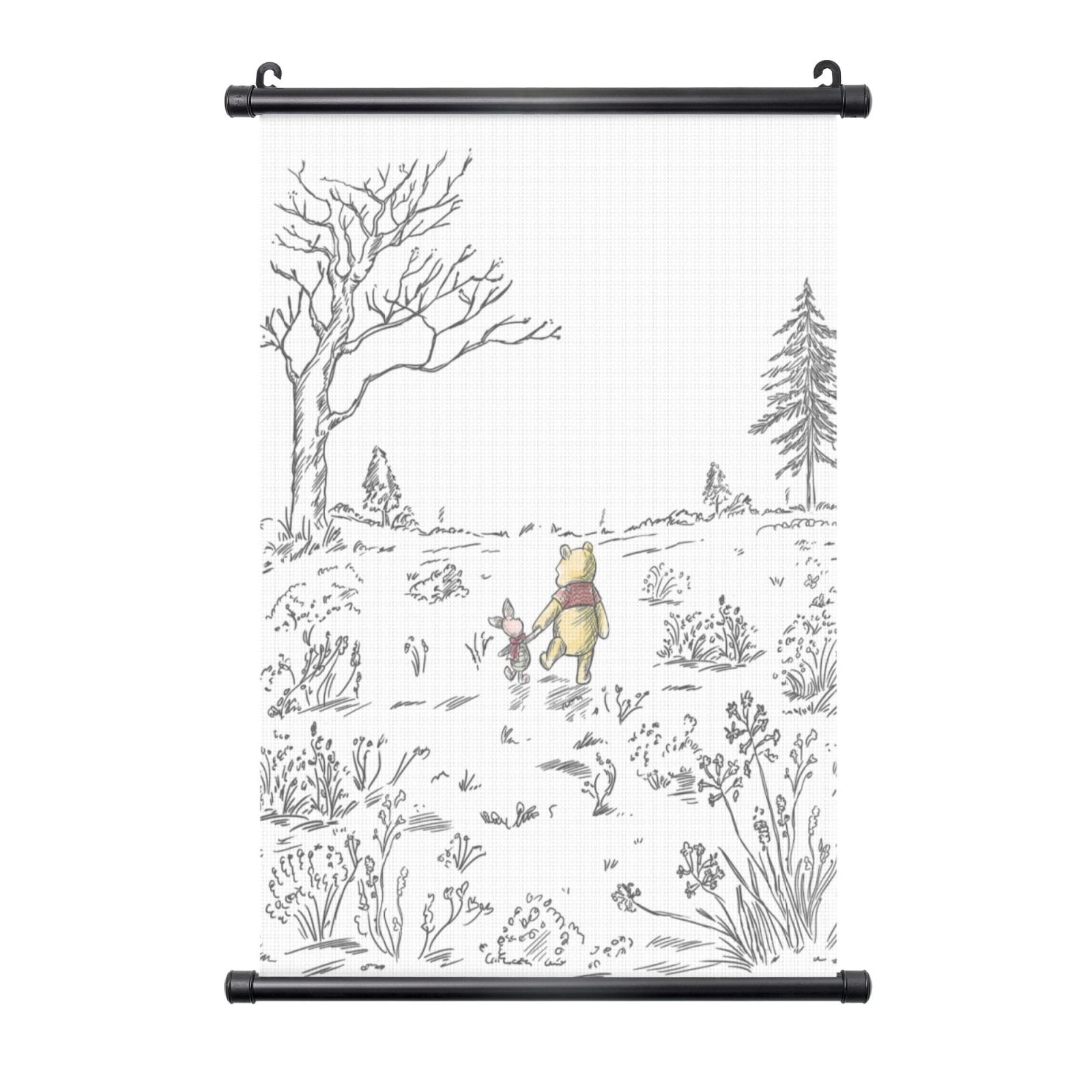 Winnie The Pooh Poster Plastic Shaft Wall Hanging Banner Artwork Canvas ...