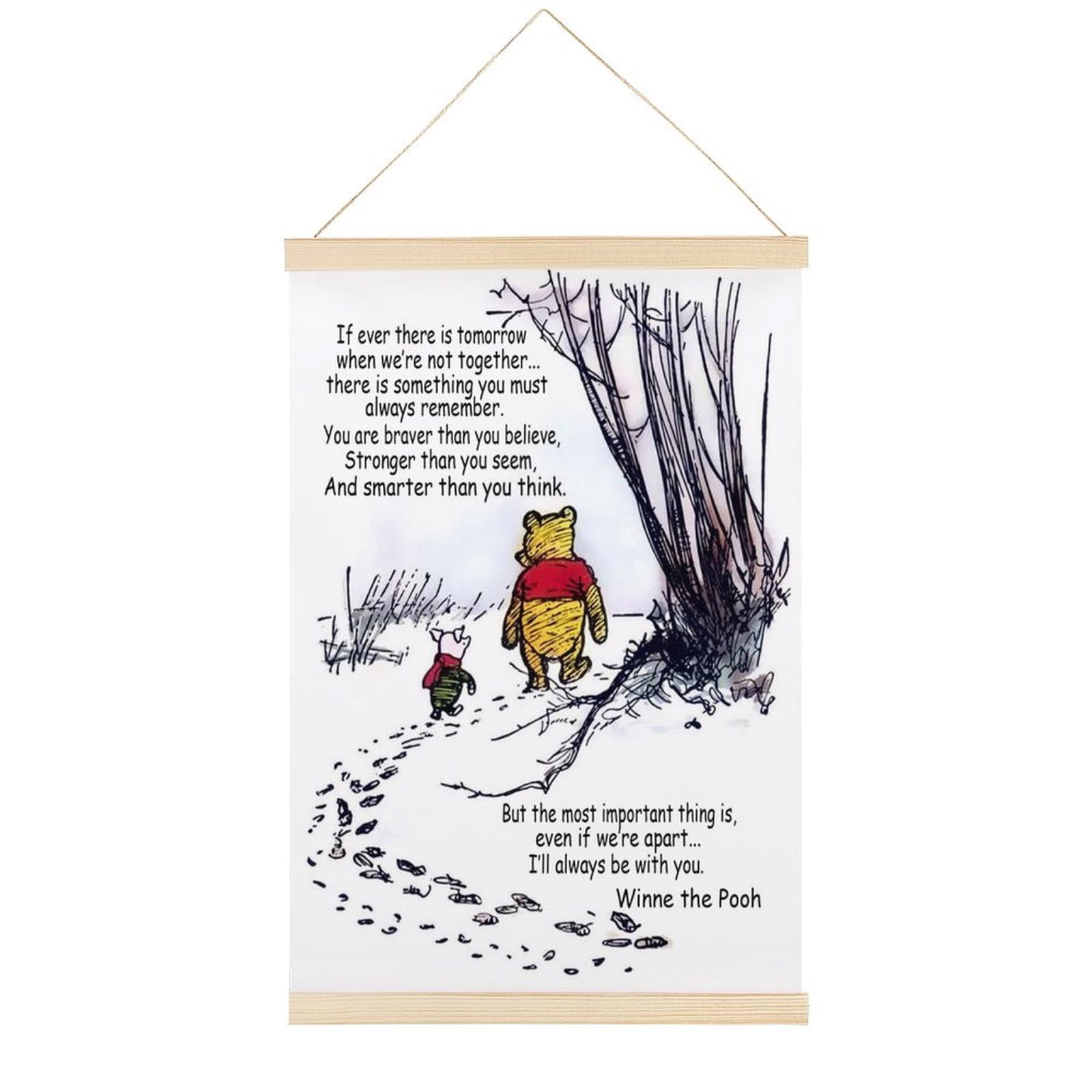 Winnie The Poo Poster Wall Fabric Decor Hanging Paintings Wood Frame ...