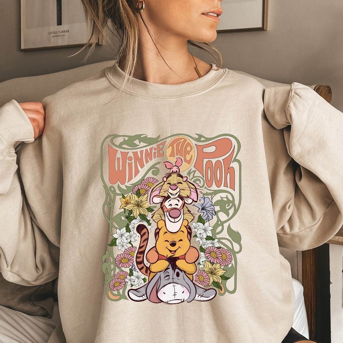 Winnie The Pooh Sweatshirt, Pooh Friends Sweater, Gold Color, Size 3XL ...