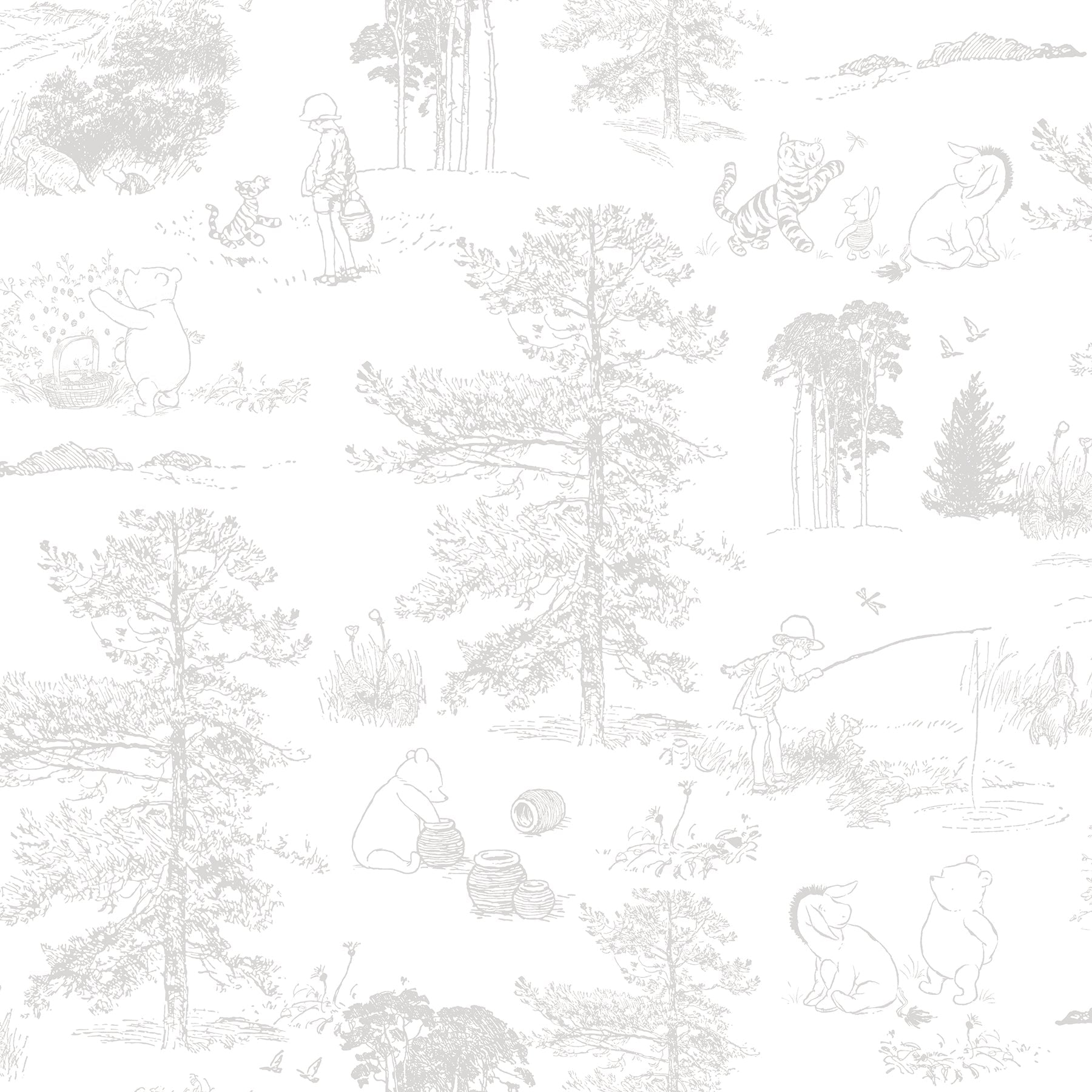 Winnie The Pooh Toile Peel & Stick Wallpaper - Walmart.com