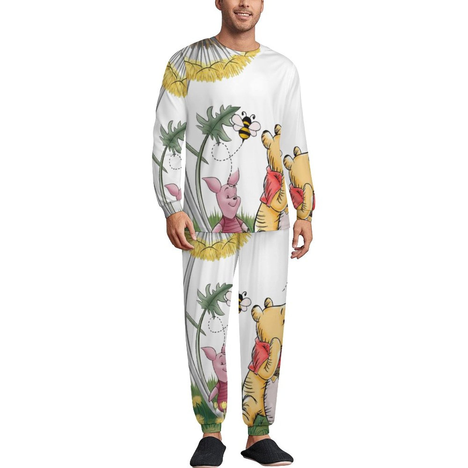 Winnie The Pooh Unisex Adults Round Neck Pajama Set Two Piece Set ...