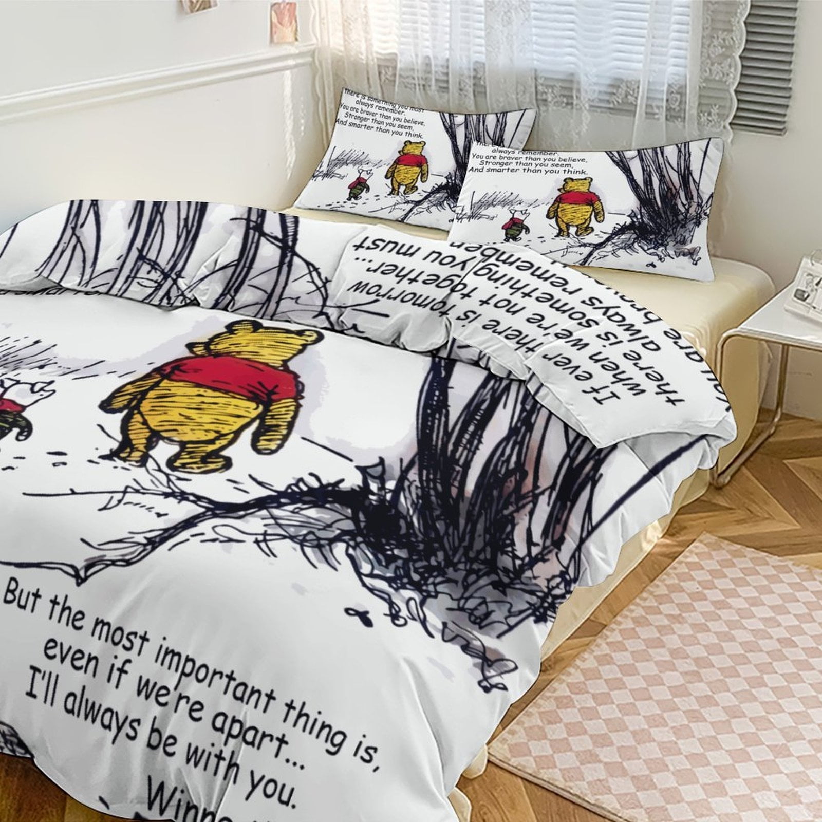 Winnie The PoohCartoon Anime 3 Piece Bed Soft Quilt Set 1 Duvet Cover ...