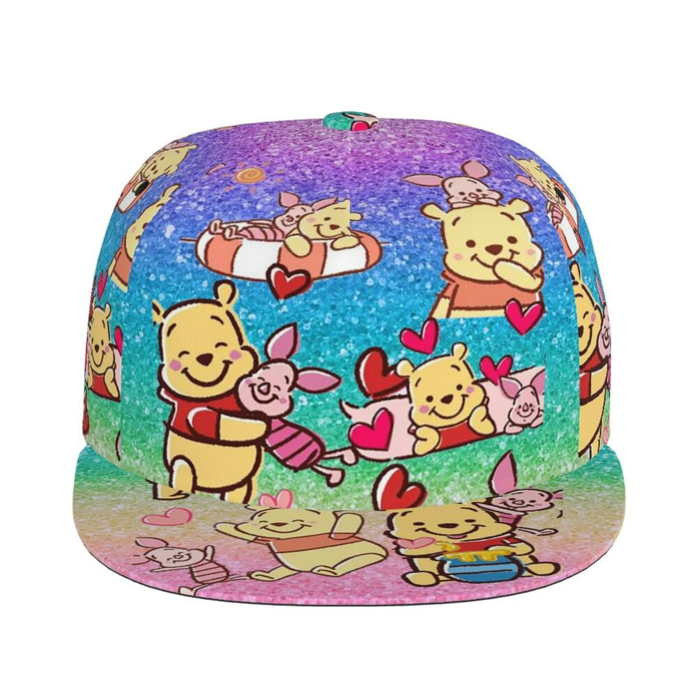 Winnie The-pooh Adjustable Flat Brim Baseball Cap Snapback Hat Hip Hop ...