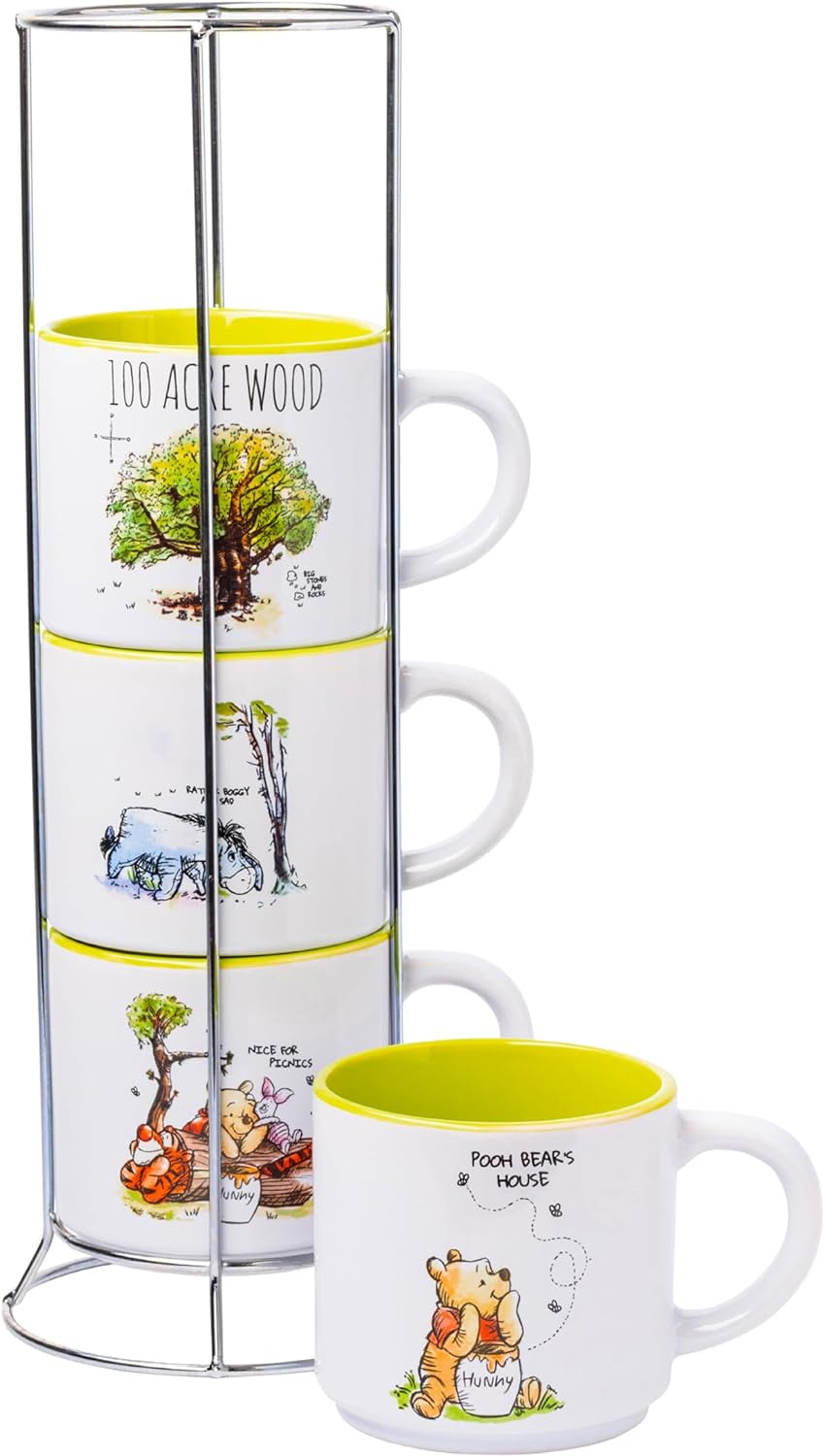 Winnie the Pooh 4-Pack Ceramic Coffee Cup Set, 10-Ounces for Adults ...