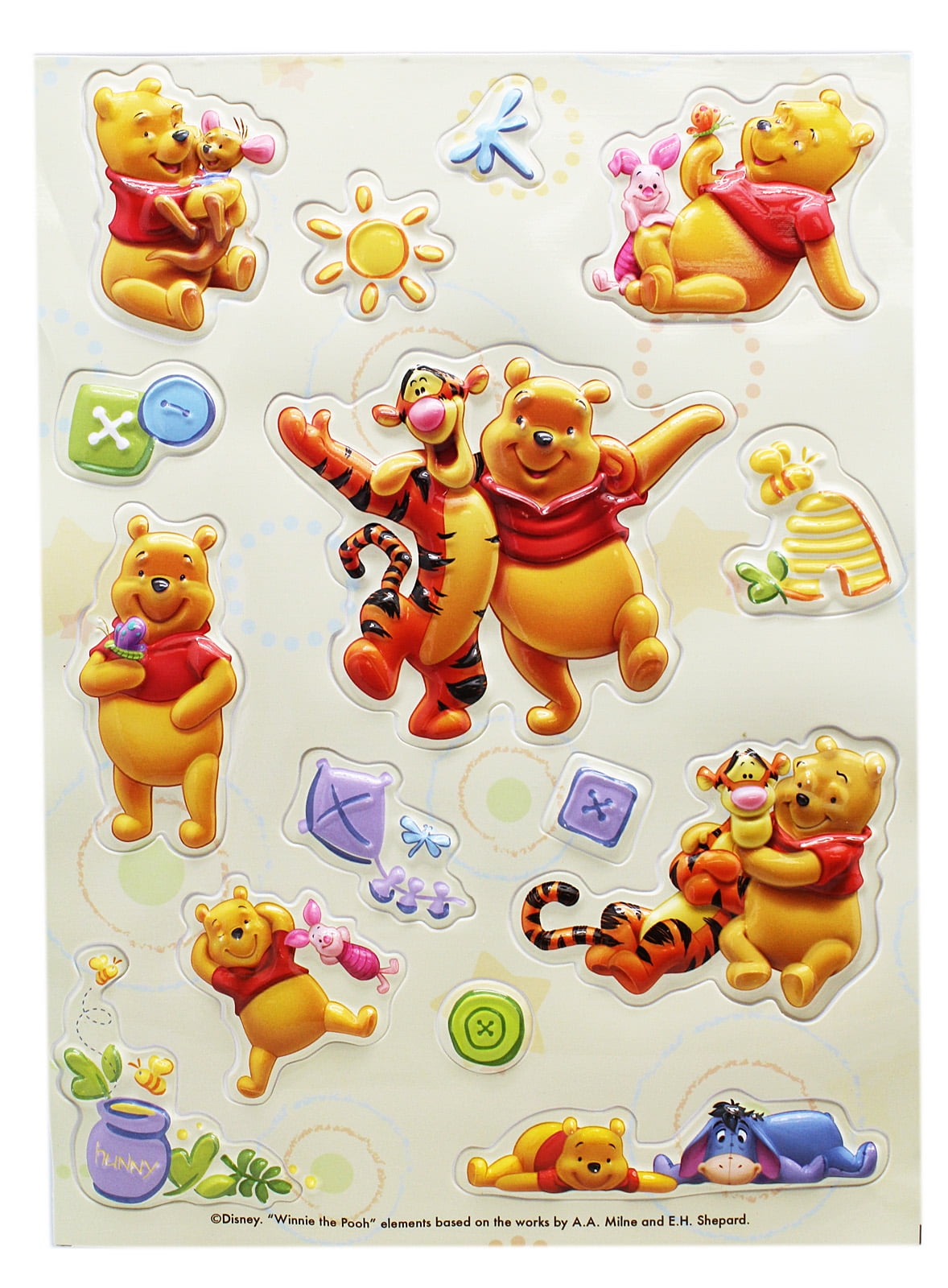 Winnie the Pooh 3D Raised Stickers Disney Fun and Carefree, 15 Count ...
