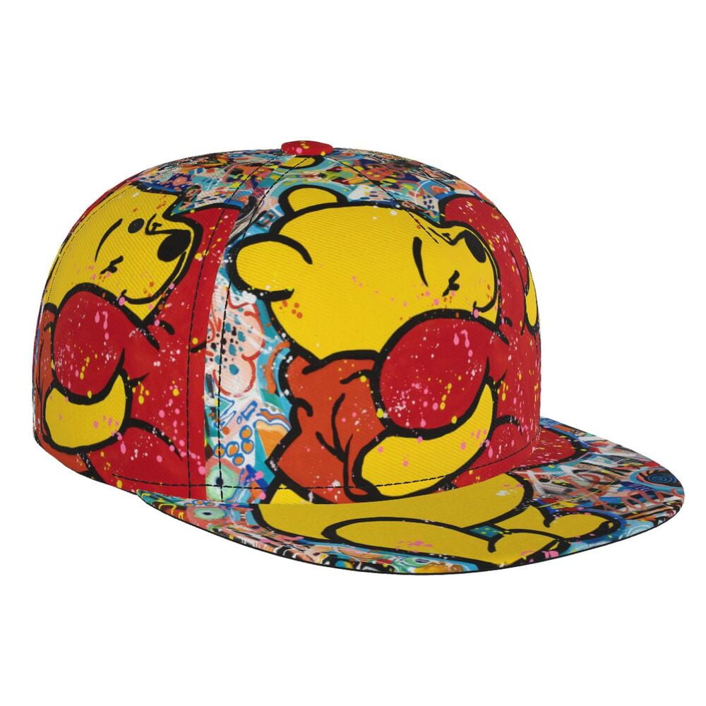 Winnie the Pooh Adjustable Flat Brim Baseball Cap Snapback Hat Hip Hop ...