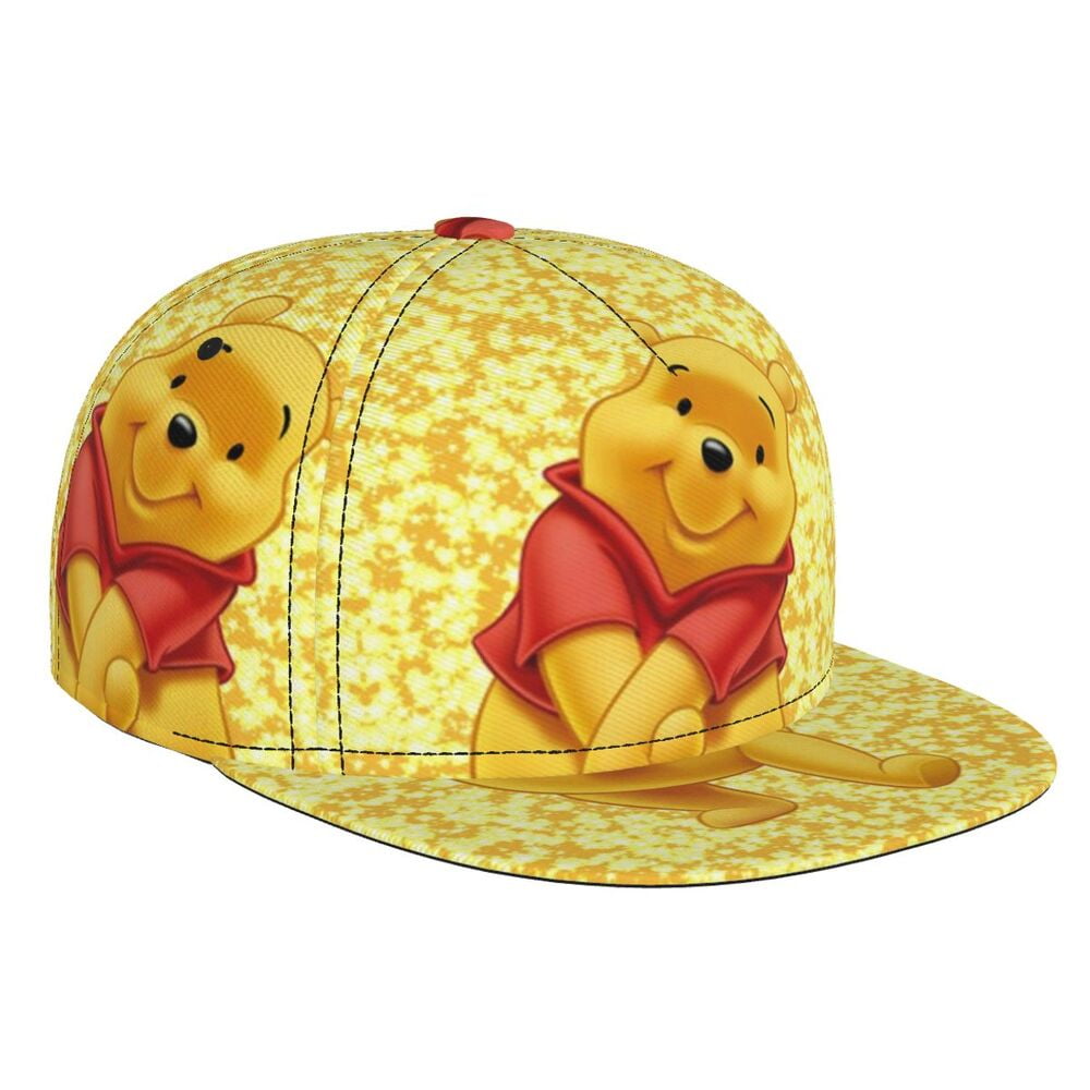 Winnie the Pooh Adjustable Flat Brim Baseball Cap Snapback Hat Hip Hop ...