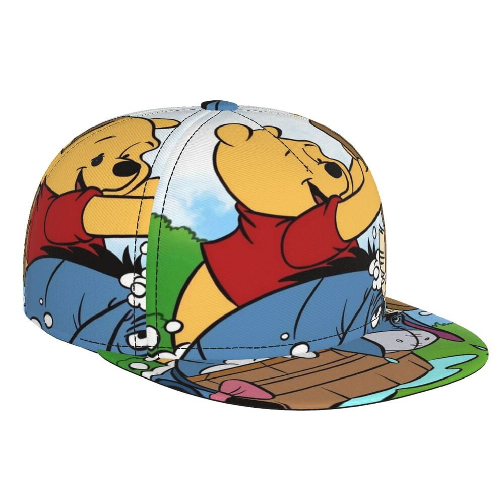 Winnie the Pooh Adjustable Flat Brim Baseball Cap Snapback Hat Hip Hop ...