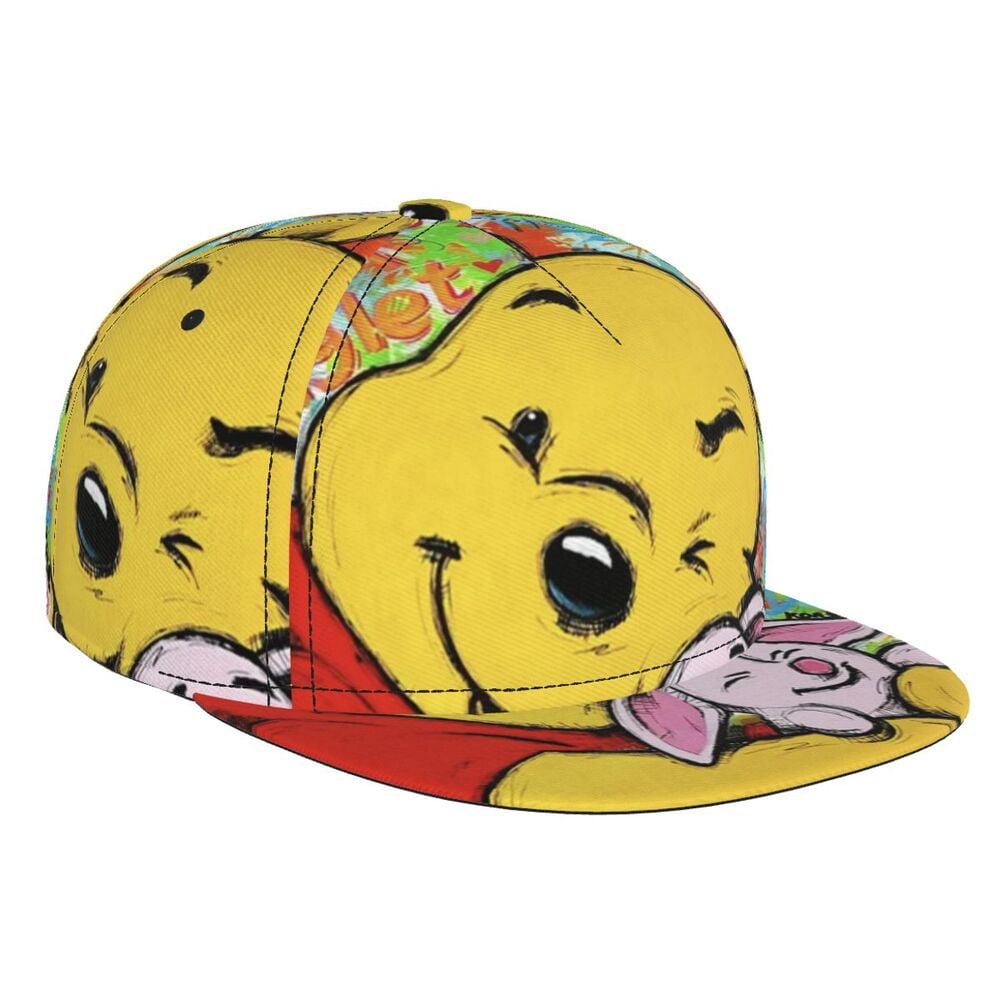 Winnie the Pooh Adjustable Flat Brim Baseball Cap Snapback Hat Hip Hop ...