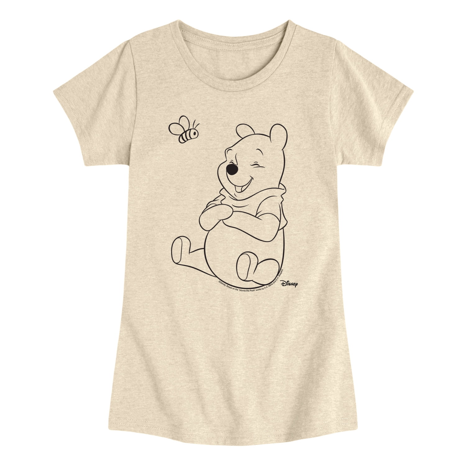 Winnie the Pooh - Bee and Pooh Outline - Youth Girls Fitted Short ...