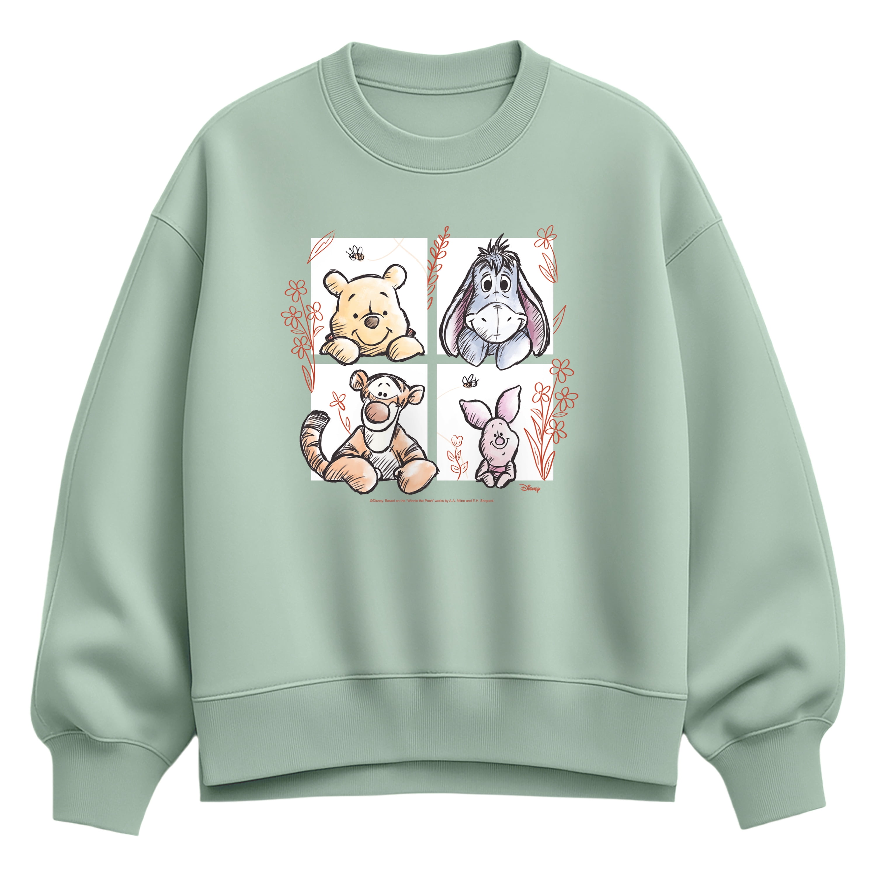 Winnie the Pooh - Character Grid Drawing - Women's Oversized Fleece ...
