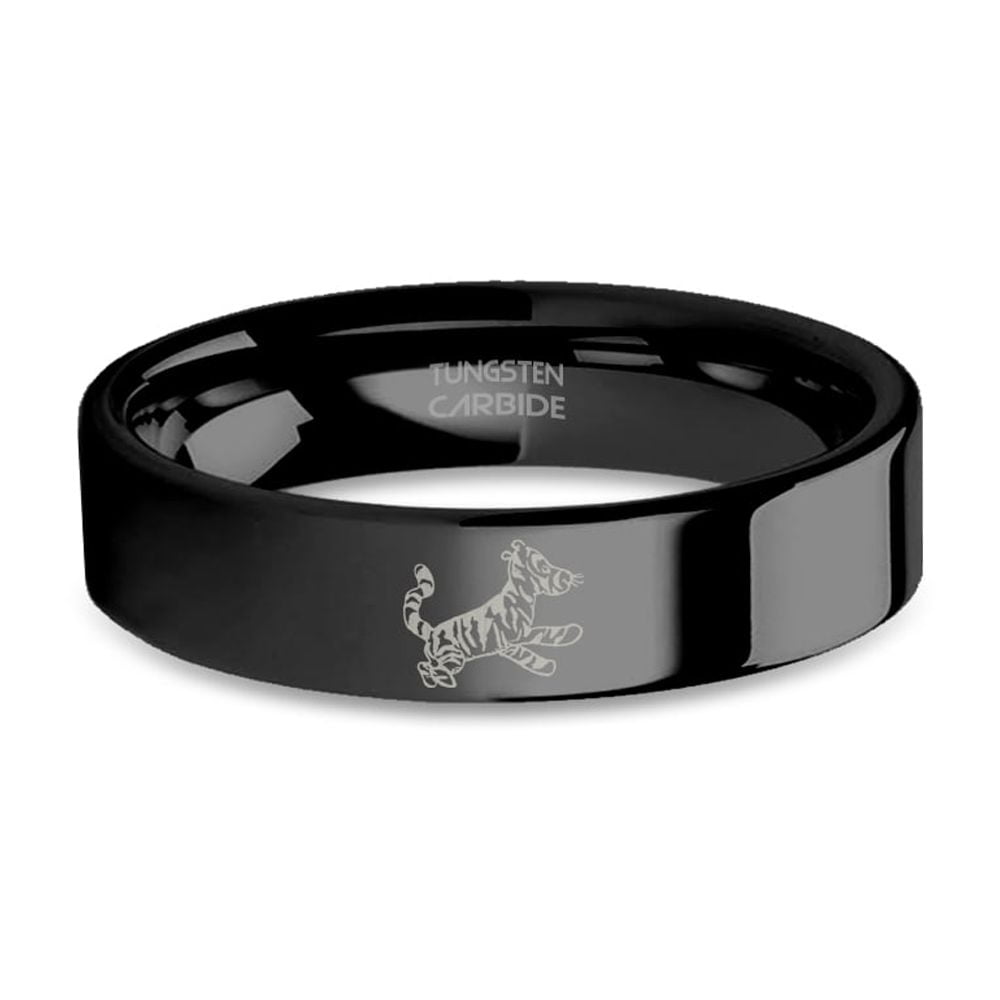 Winnie-the-Pooh Classic Tigger Engraved Black Tungsten Ring, 6mm, Size ...
