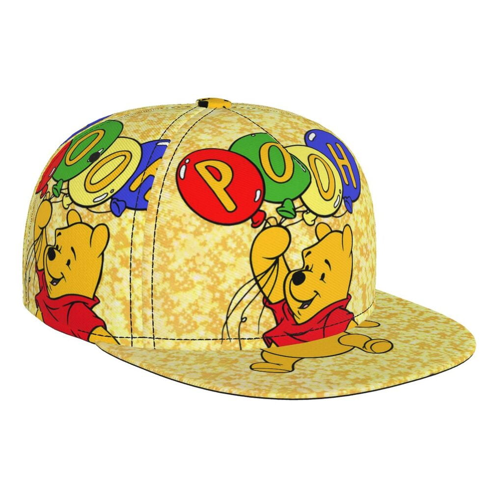 Winnie the Pooh Cute Adjustable Flat Brim Baseball Cap Snapback Hat Hip ...