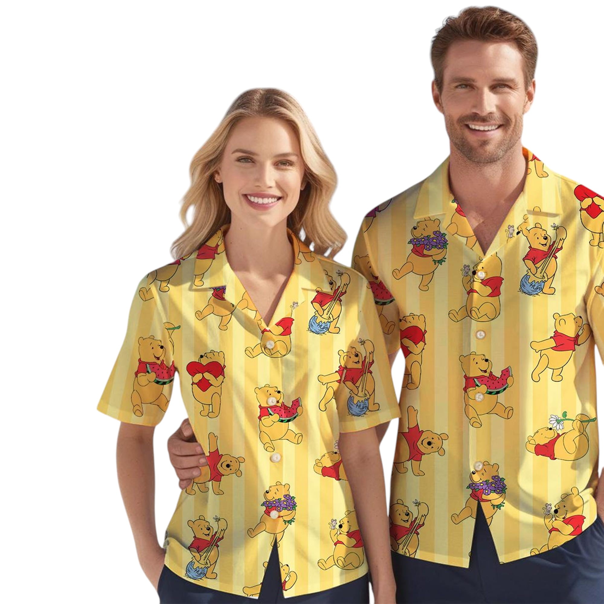 Winnie the Pooh Family Hawaiian Shirt Disney Aloha Beach Tee - Walmart.com