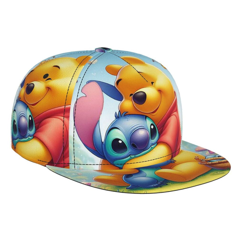 Winnie the Pooh Stitch Adjustable Flat Brim Baseball Cap Snapback Hat ...