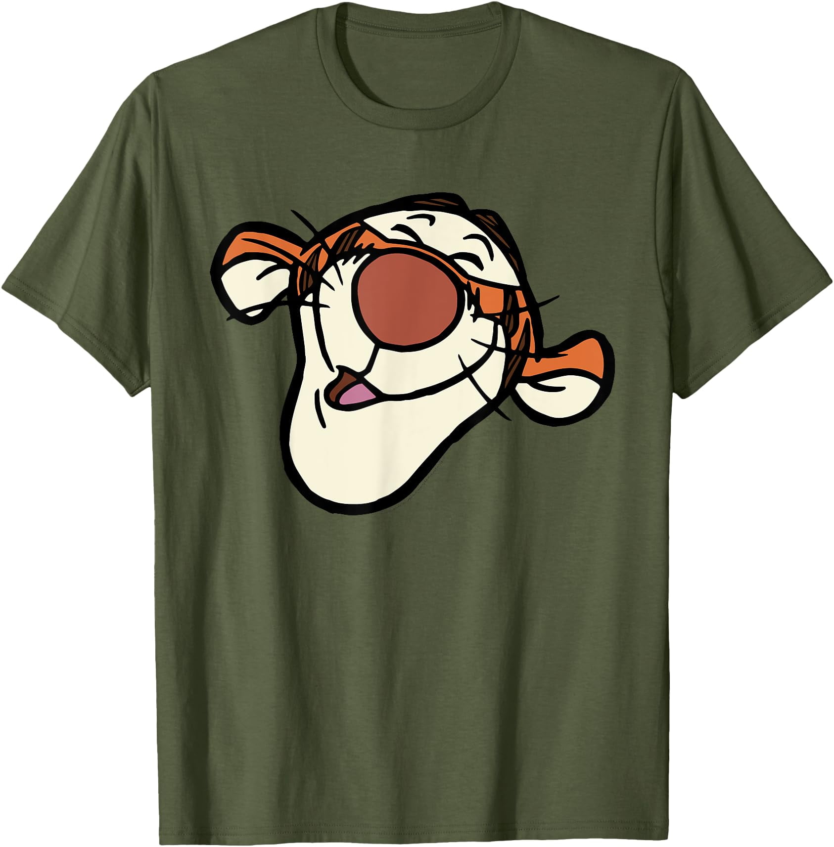 Winnie the Pooh Tigger Happy Big Face Unisex Softstyle T-Shirt for Men Women Kids,Military Green ...