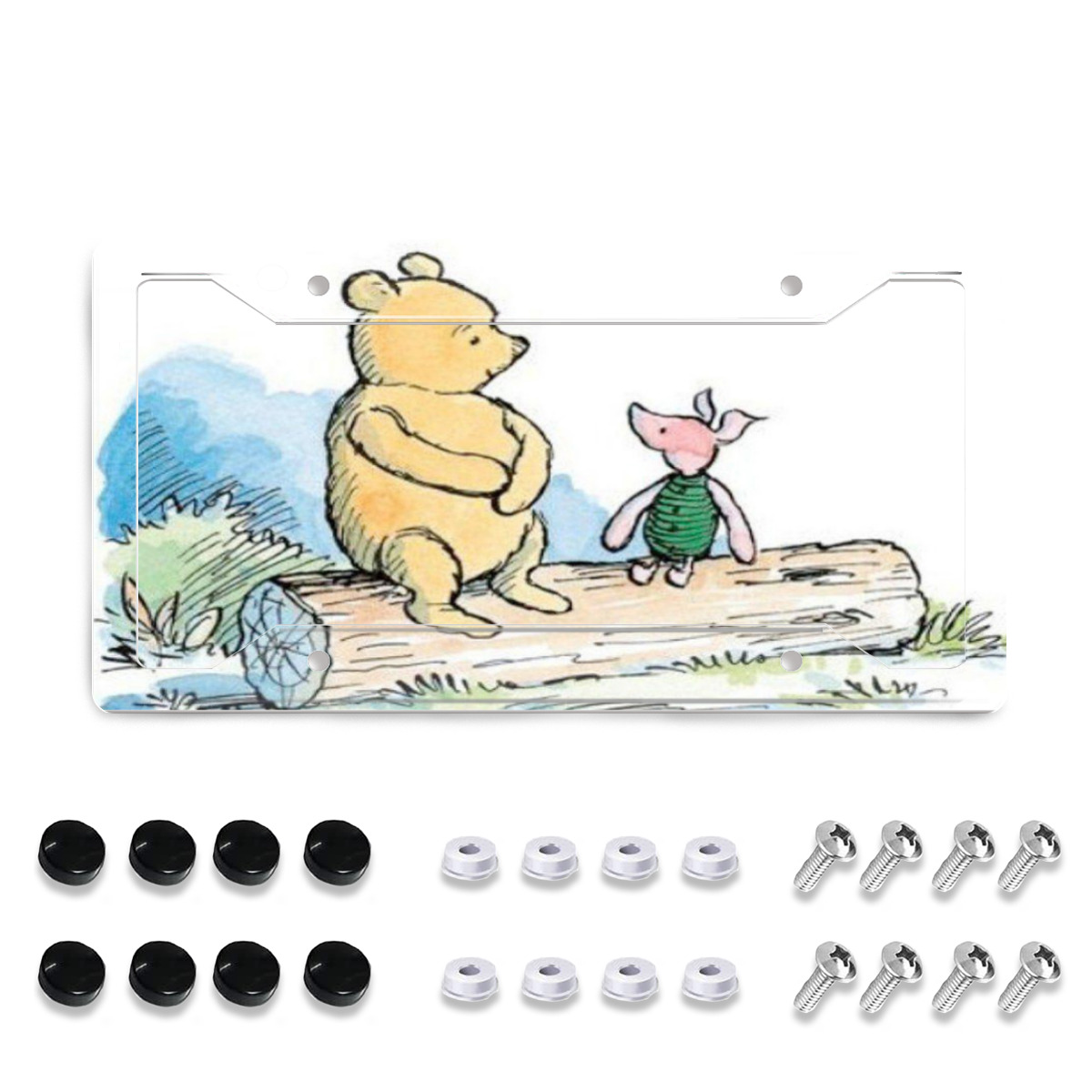 Winnie the poolLicense Plate Frame Set - 4-hole License Plate Frame ...