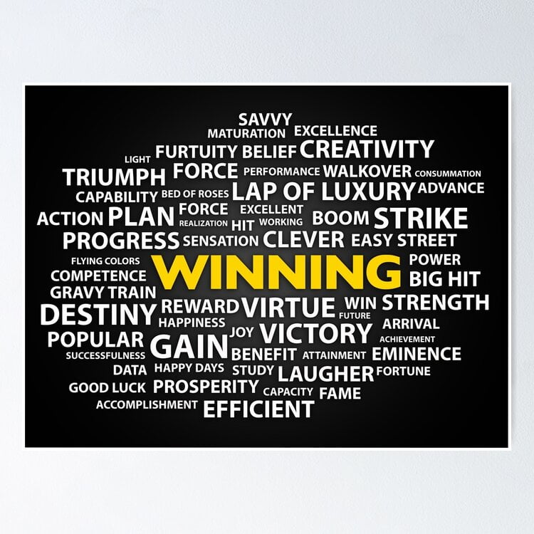 Winning Inspiration Motivational Word Cloud Poster- Unframed Poster ...
