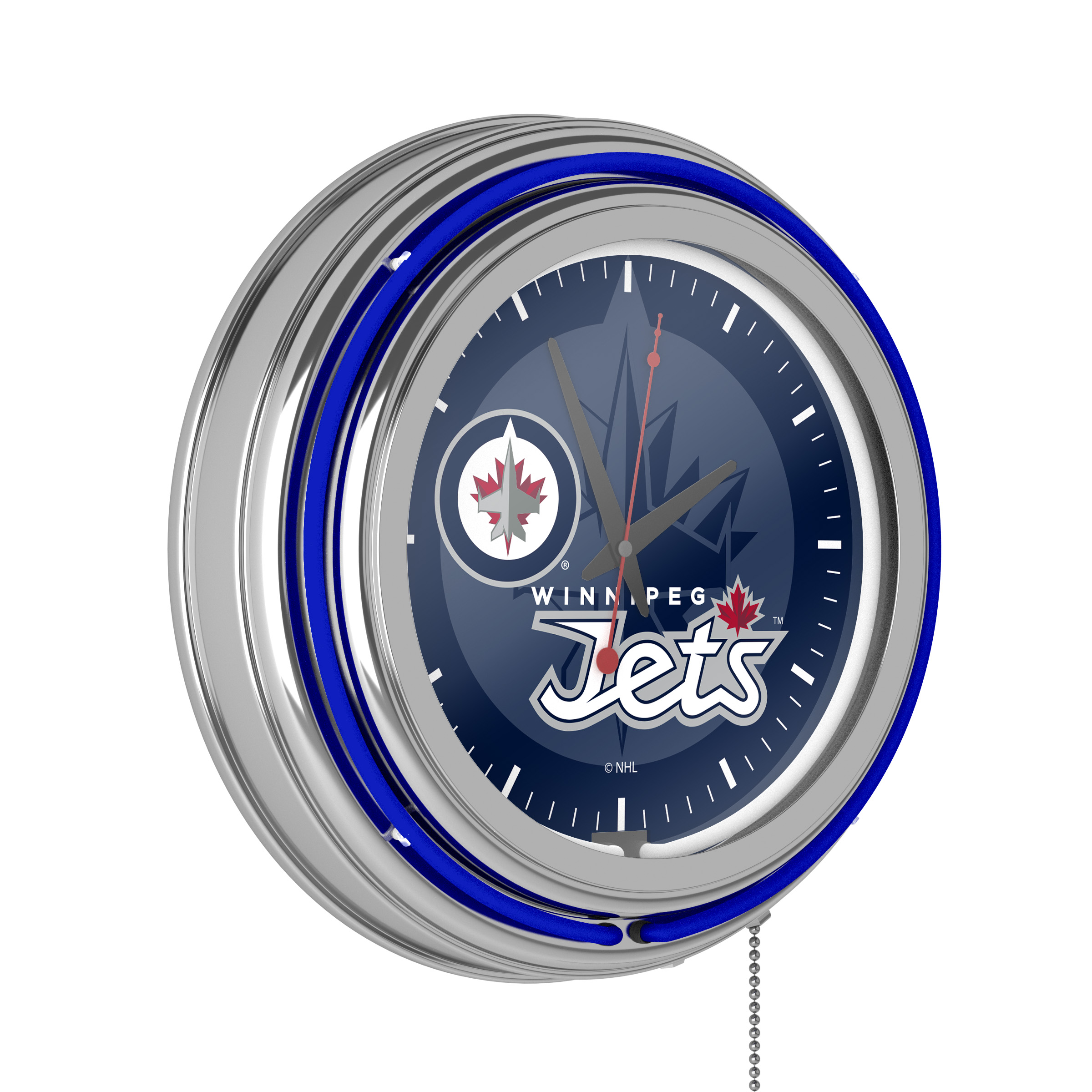 Winnipeg Jets Watermark Retro Neon Analog Wall Clock with Pull Chain ...
