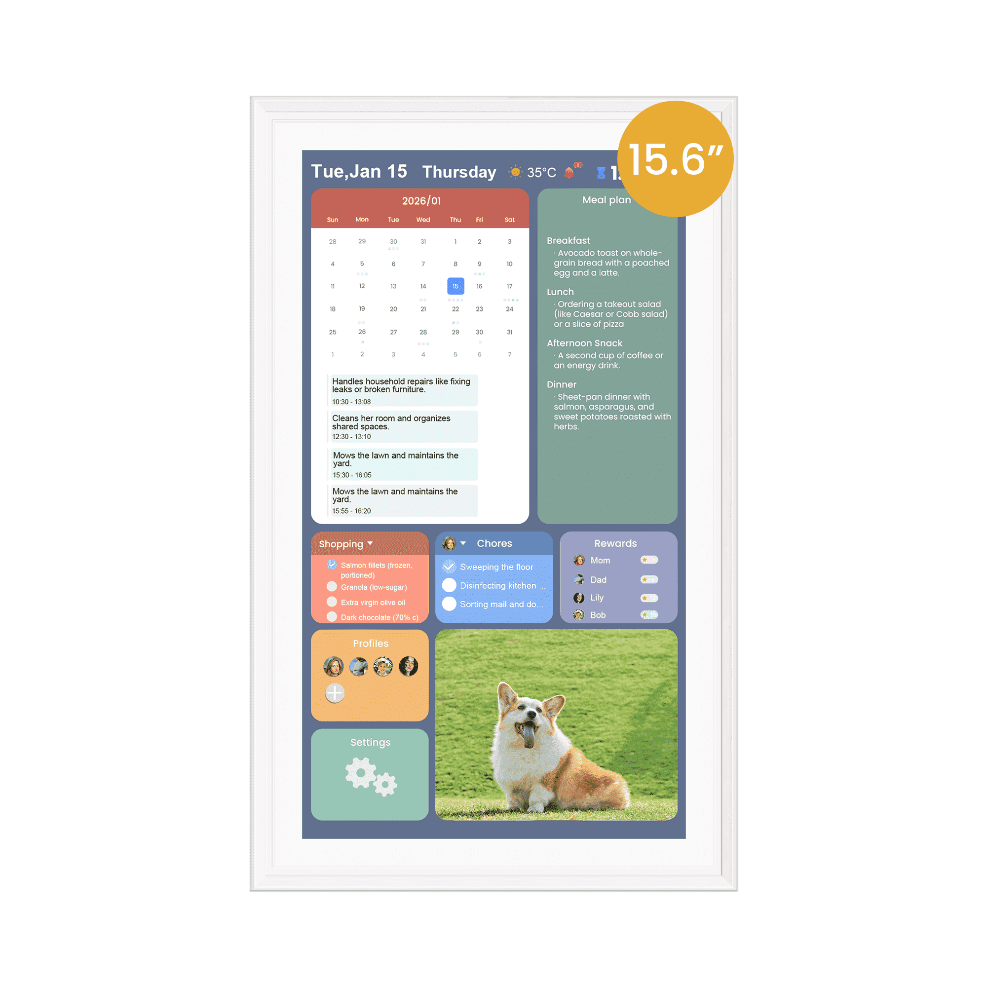 Winnovo 15.6-inch Smart Digital Wall Calendar, Touchscreen Family ...