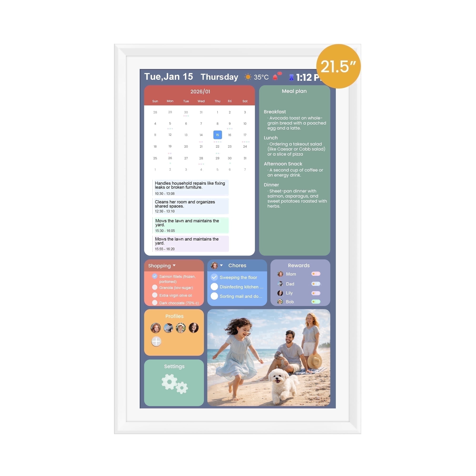 Winnovo 21.5-inch Smart Digital Wall Calendar, Touchscreen Family ...