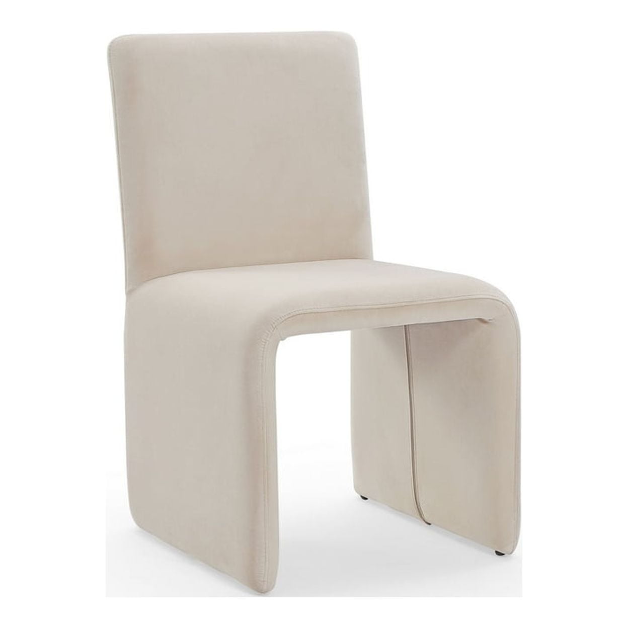 Winny 20 Inch Dining Chair, Waterfall Seat, Velvet Upholstery, Cream ...