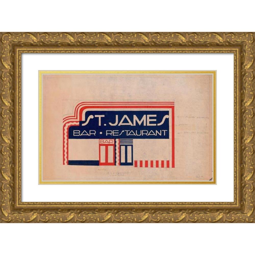 Winold Reiss 18x13 Gold Ornate Wood Frame and Double Matted Museum Art ...