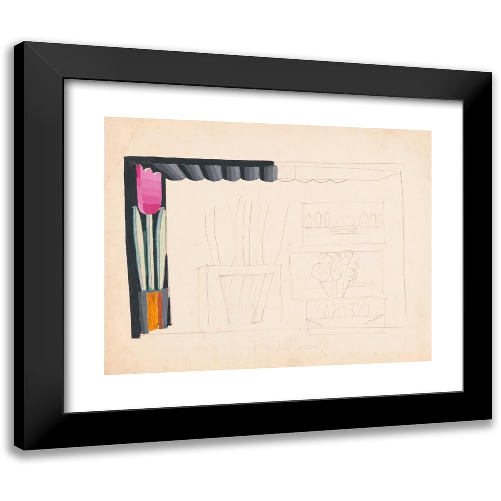Winold Reiss 18x15 Black Modern Framed Museum Art Print Titled - Designs for Theater with Black ...