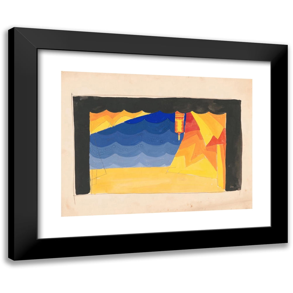 Winold Reiss 18x15 Black Modern Framed Museum Art Print Titled - Designs for Theater with Black ...
