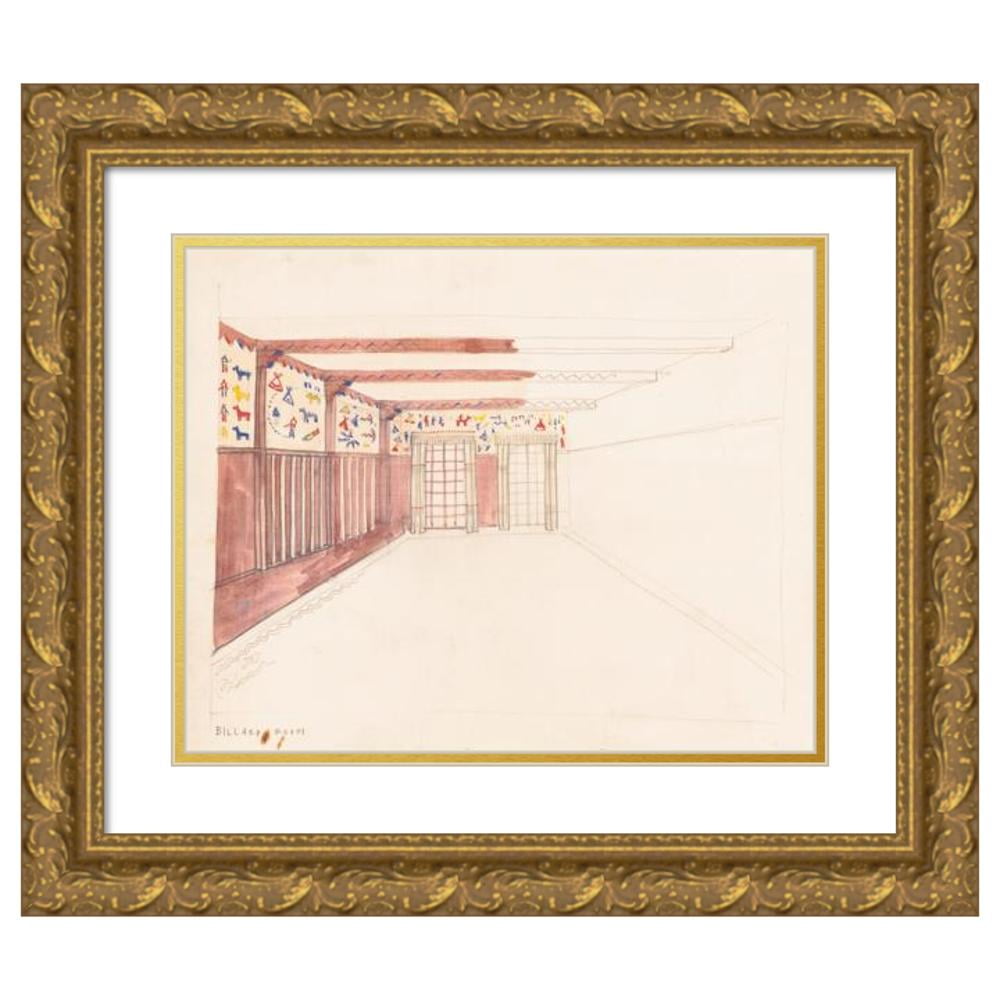 Winold Reiss 18x15 Gold Ornate Wood Frame and Double Matted Museum Art ...