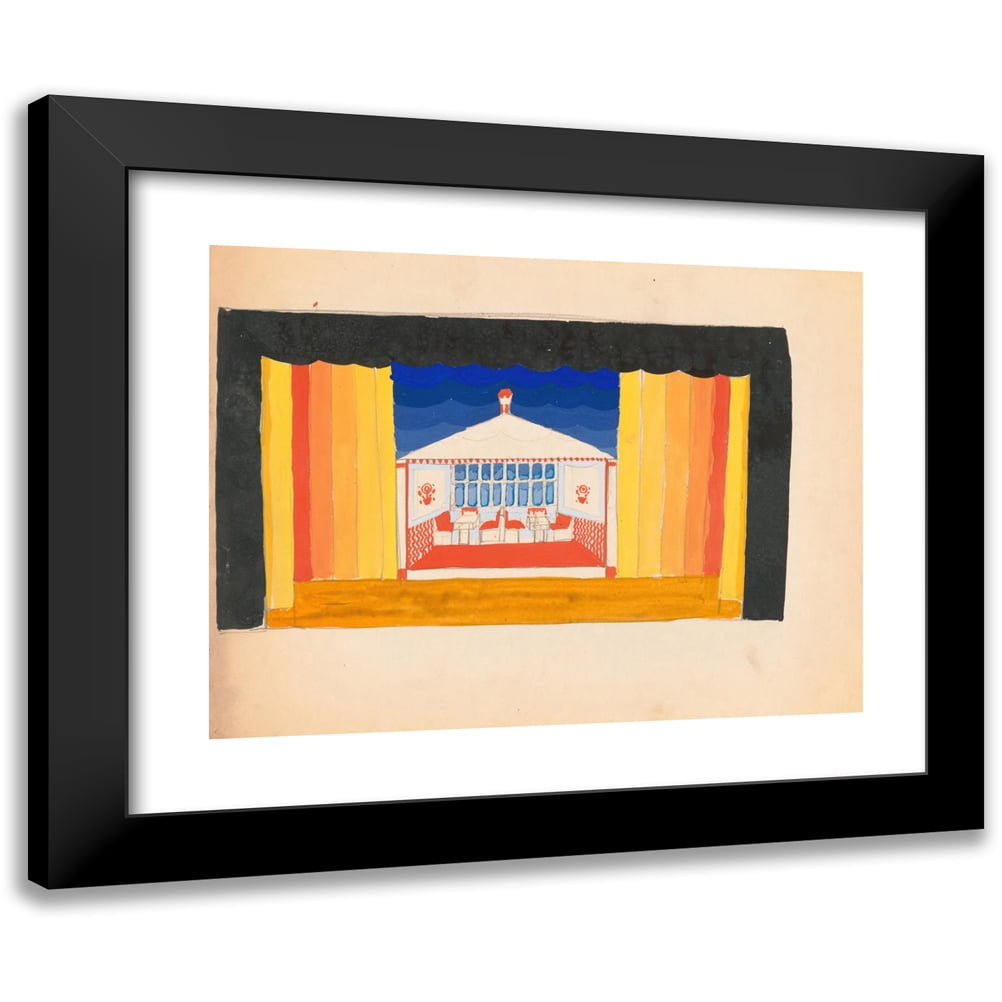 Winold Reiss 24x19 Black Modern Framed Museum Art Print Titled - Designs for Theater with Black ...
