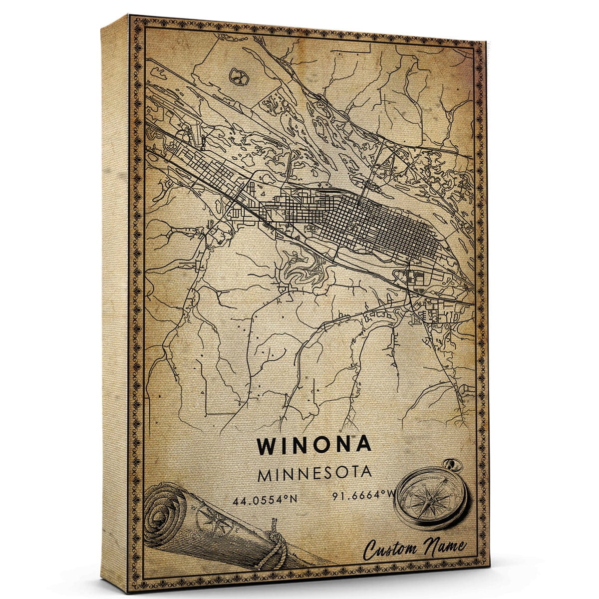 Winona Map Poster, Minnesota Map Art Poster, Canvas, Winona Map City ...