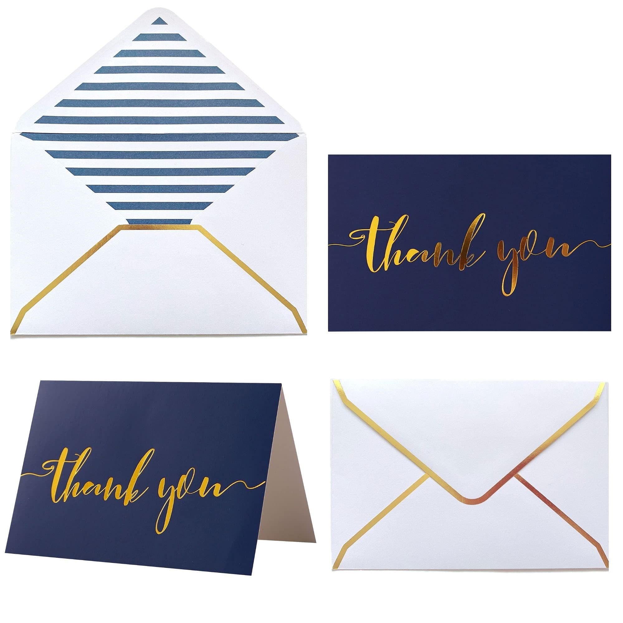 Winoo Design Heavy Duty Thank You Cards with Envelopes - 36 PK - Gold ...