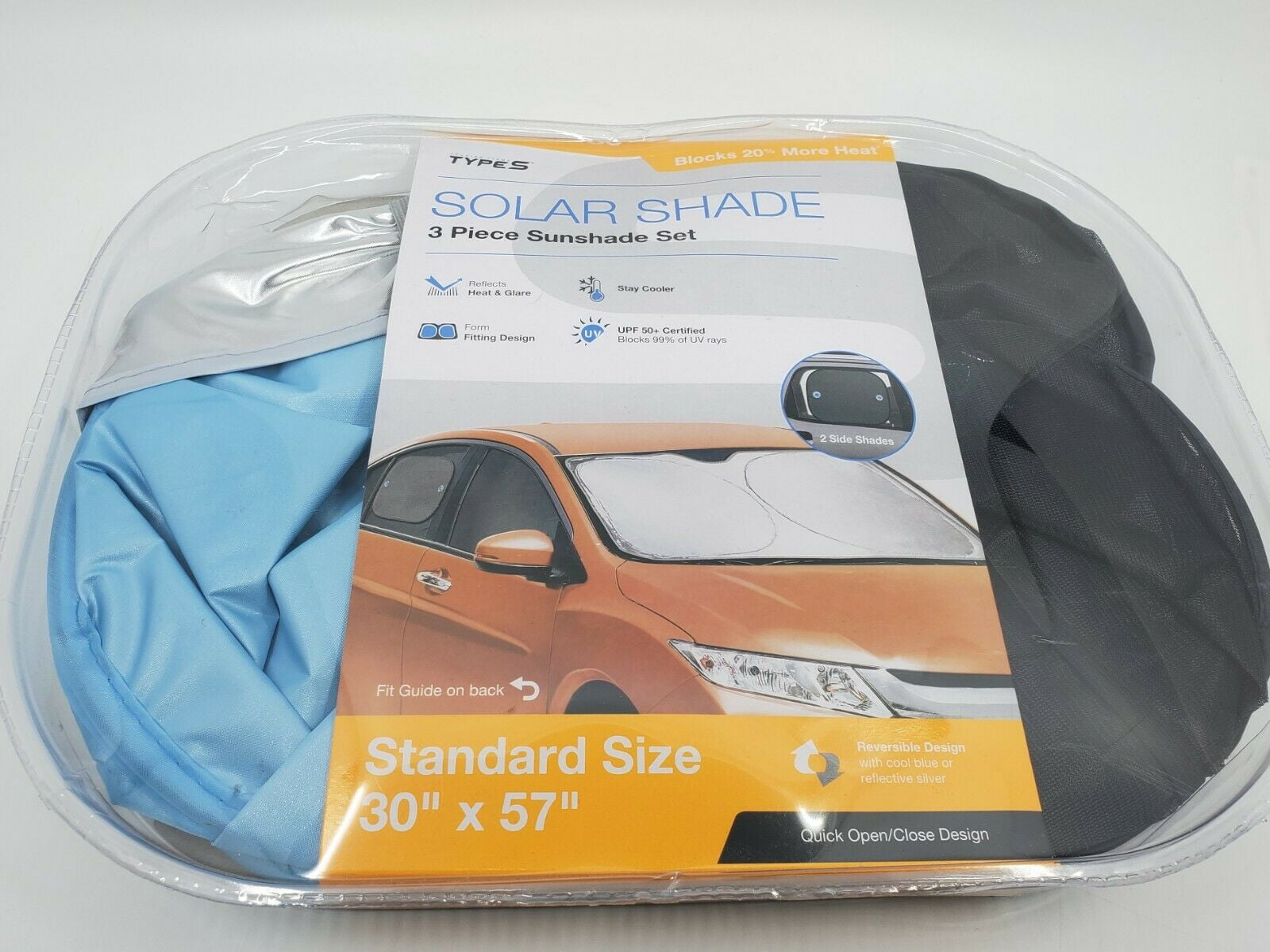 Winplas Solar Shade 3 Piece Sunshade Set Standard 30" x 57" Sky Blue ...