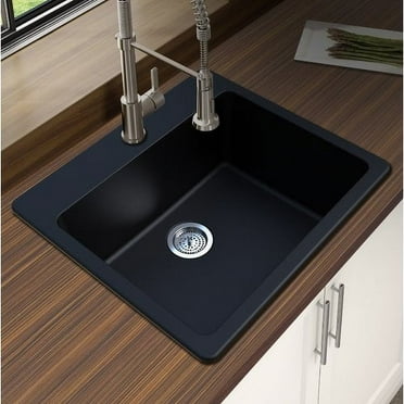 23" x 21" Quartz Kitchen Sink,D-Shaped, Single Bowl Kitchen Sinks, Drop ...