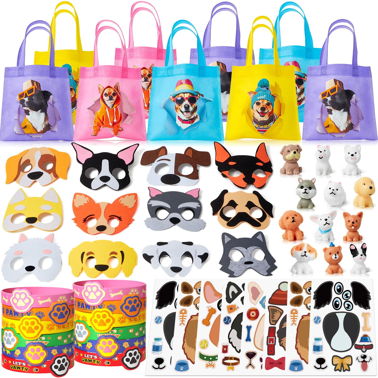 Winrayk 12 Sets Puppy Dog Party Favors Birthday for Kids, Non-Woven ...