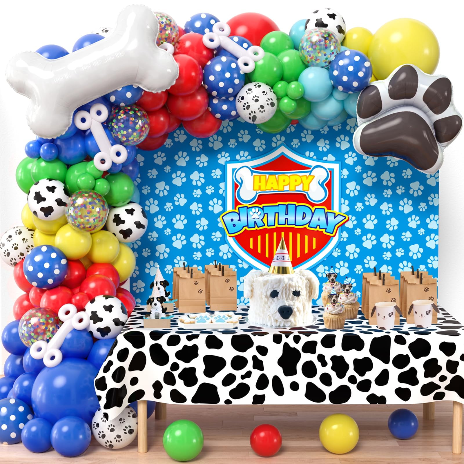 Winrayk 156Pcs Dog Paw Birthday Party NSD3 Decorations Supplies Kids Teen, Blue Paw Print ...