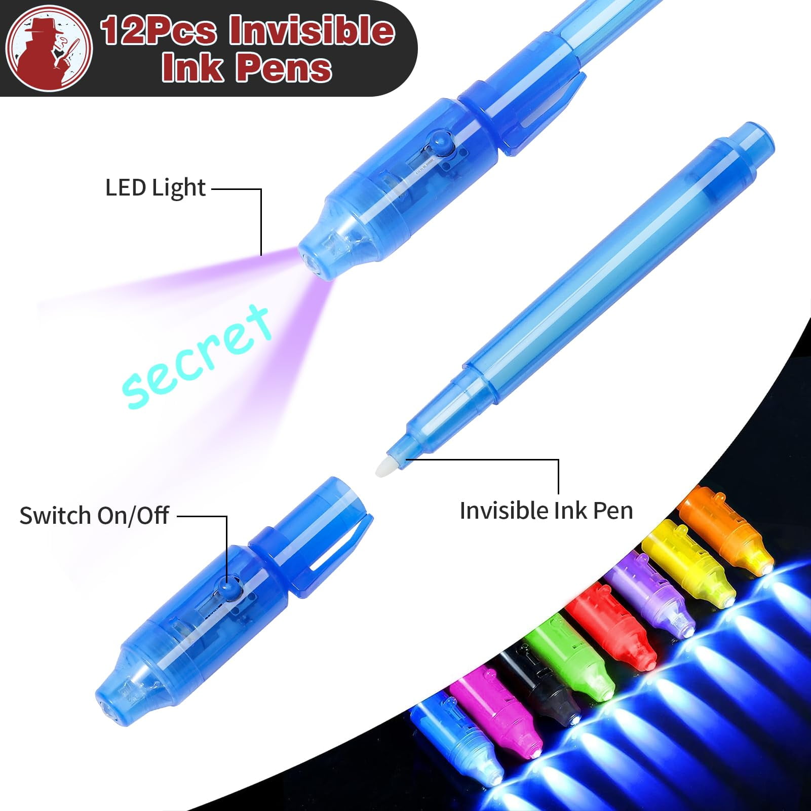 Winrayk 75Pcs Detective AJH3 Party Favors Birthday Supplies Invisible ...